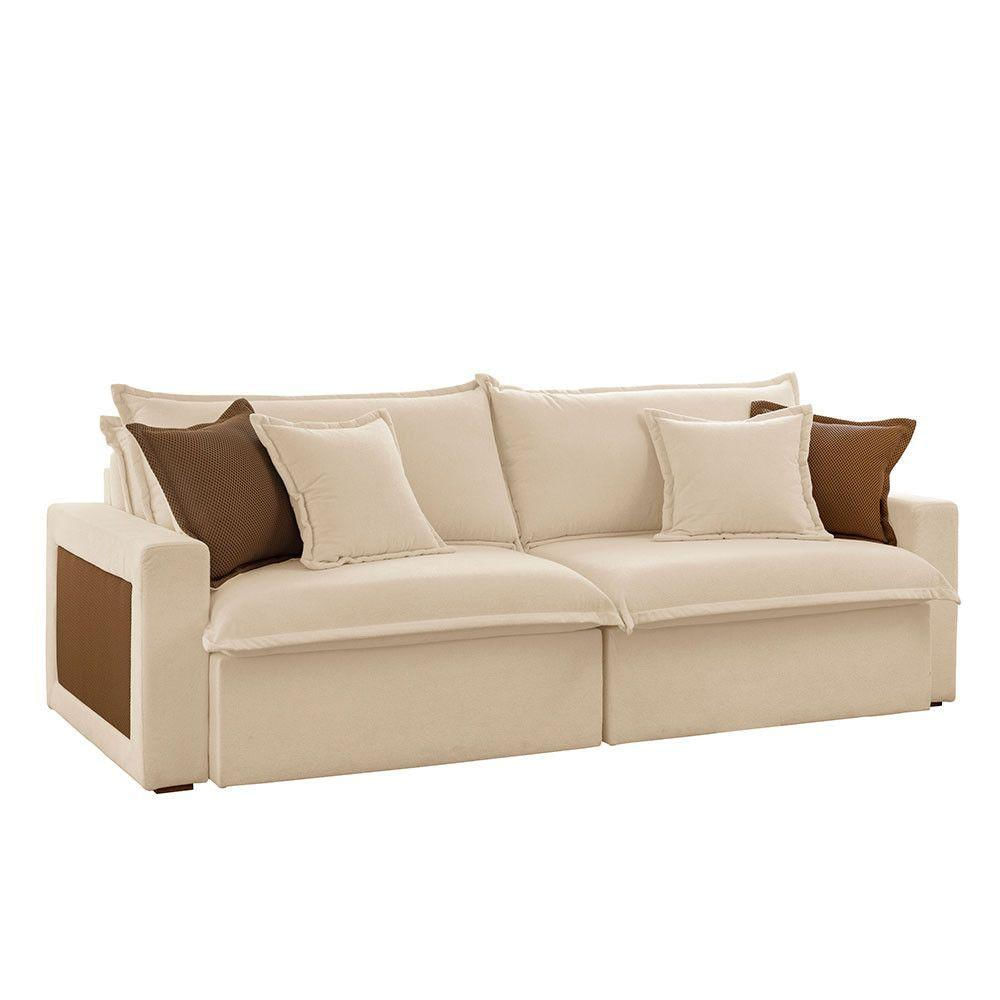Sofá Dallas Linho Dois Módulos De 120cm B15 Meu Sofá Online A294 Linho Creme