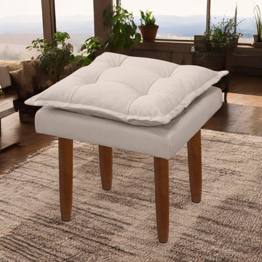 Kit 02 Puff Maria Para Sala De Tv E Estar Quarto Confortável Suede Bege ...