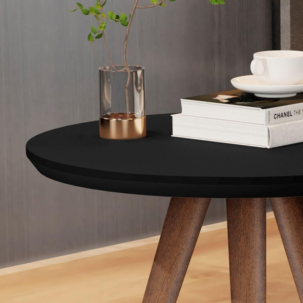 Mesinhas Laterais Sofá Sala Canto Preto Fosco