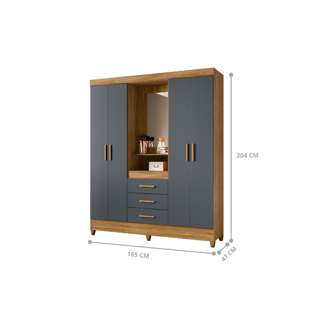 Guarda Roupa Com Espelho Cairo Freijo Cinza