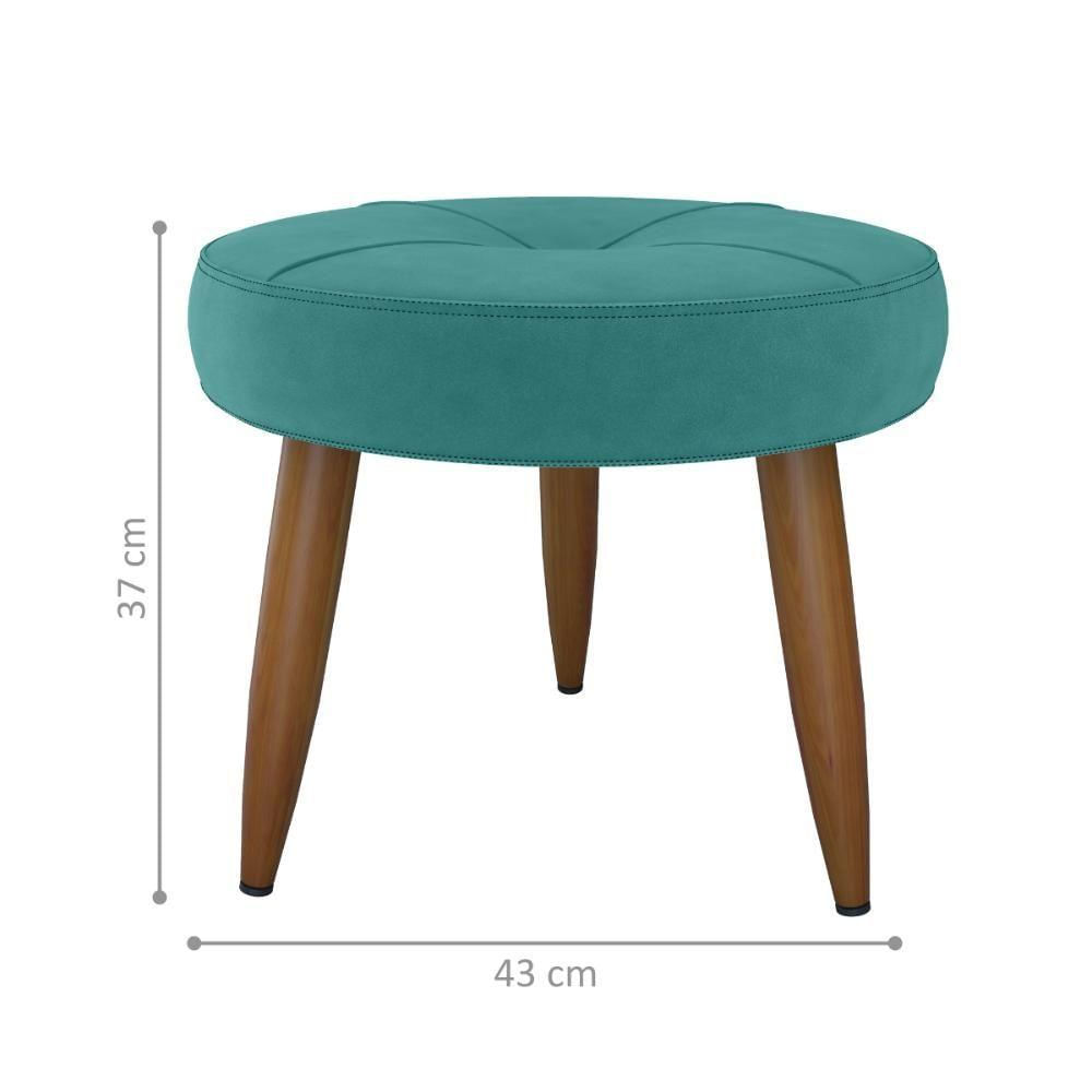 Puff Redondo Para Sala Miami Veludo Verde Menta