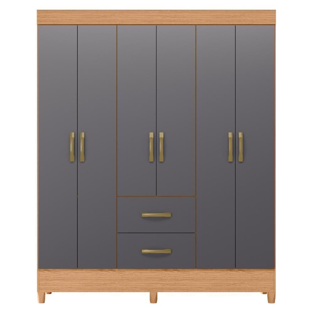 Guarda Roupa 6 Portas Cancun Freijó Titanium - Angeloni Eletro