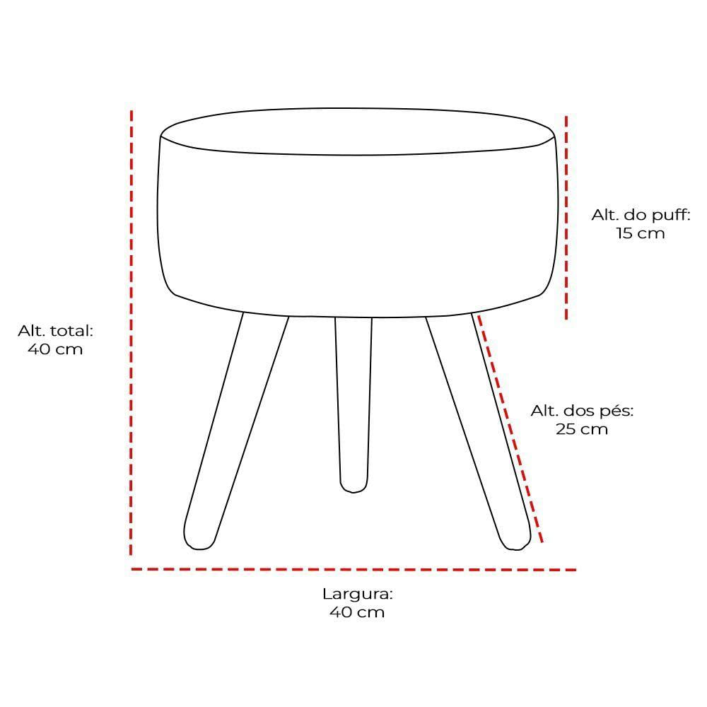 Puff Decorativo Bali Aconchego Em Suede E Pés Palito Madeira Marrom