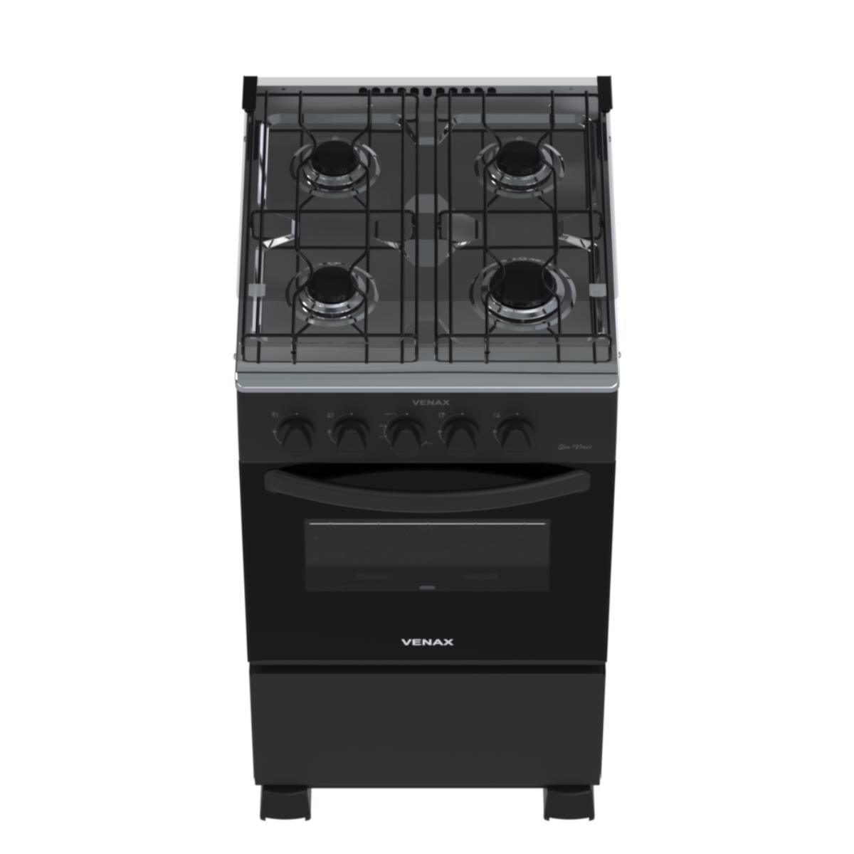 Fogao 4 Bocas Venax da Vinci Mesa Inox GIIi Bl Preto Fosco Glp
