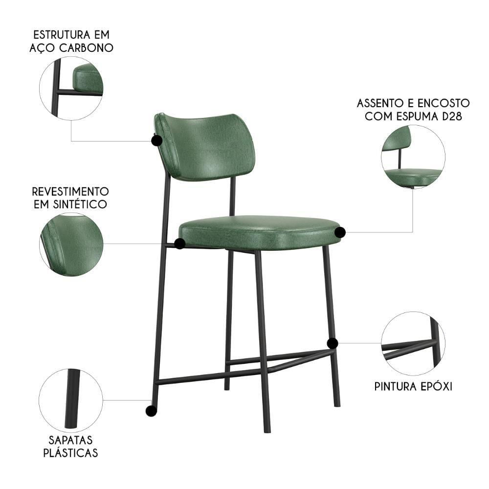 Banqueta Cozinha Média Kit 10 Milli Sintético Verde A14 - Mpozenato