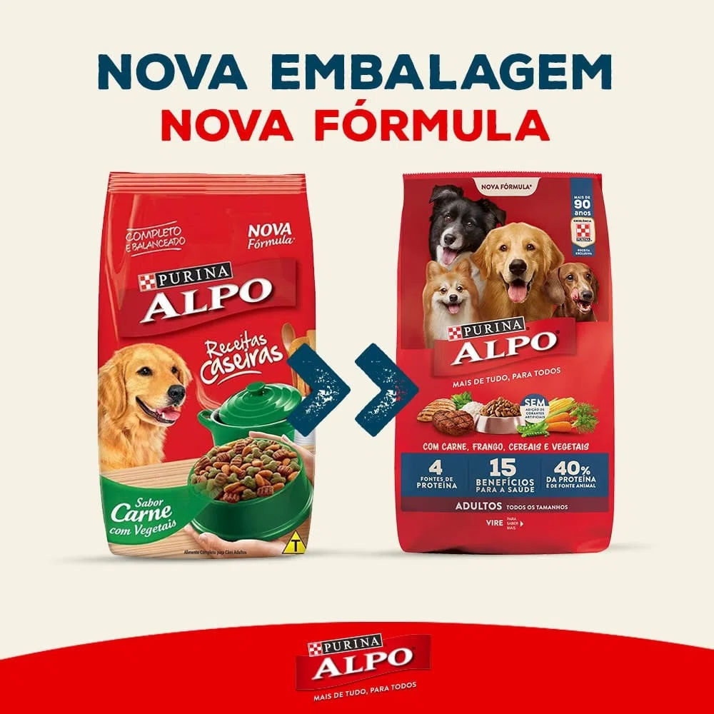 Ração Alpo para Cães Adultos Carne e Frango Receitas Caseiras 10.1kg ...