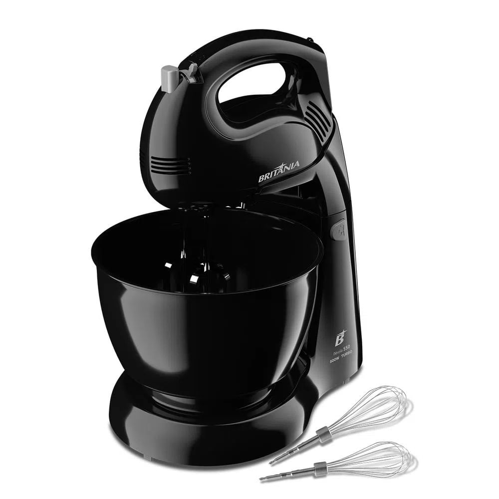 Batedeira Britânia Perola Turbo Double Bowl 500W Preta 550 - Angeloni Eletro