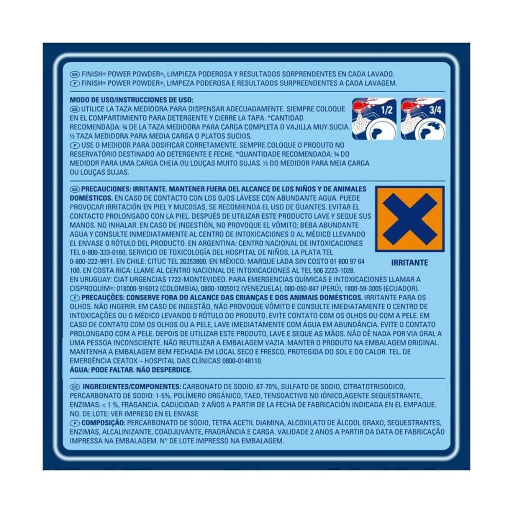 Detergente em Pó Para Lava Louças Finish Advanced Power Powder 1kg ...